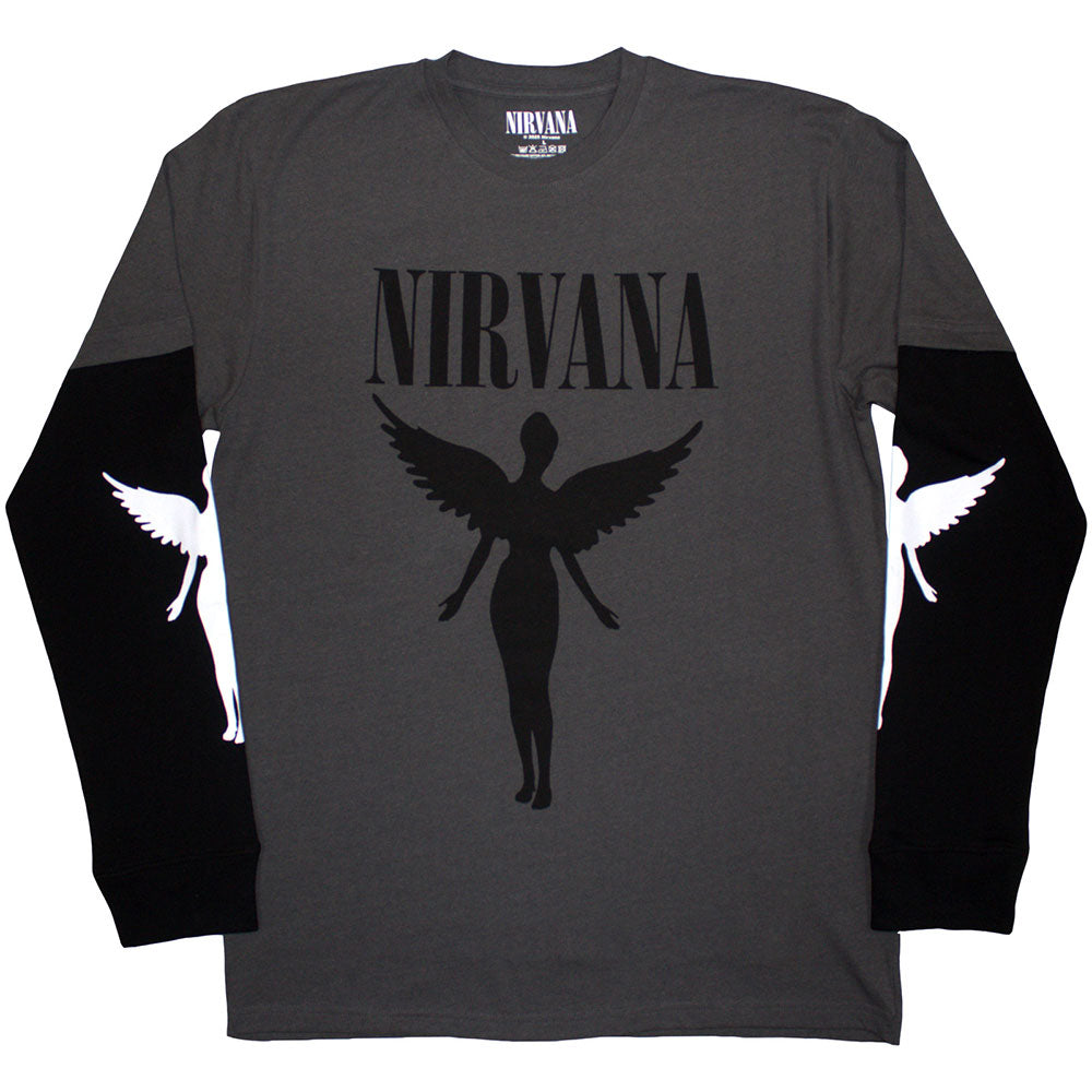 Nirvana | Official Layered Long Sleeve T-Shirt | In Utero Mono (Sleeve ...
