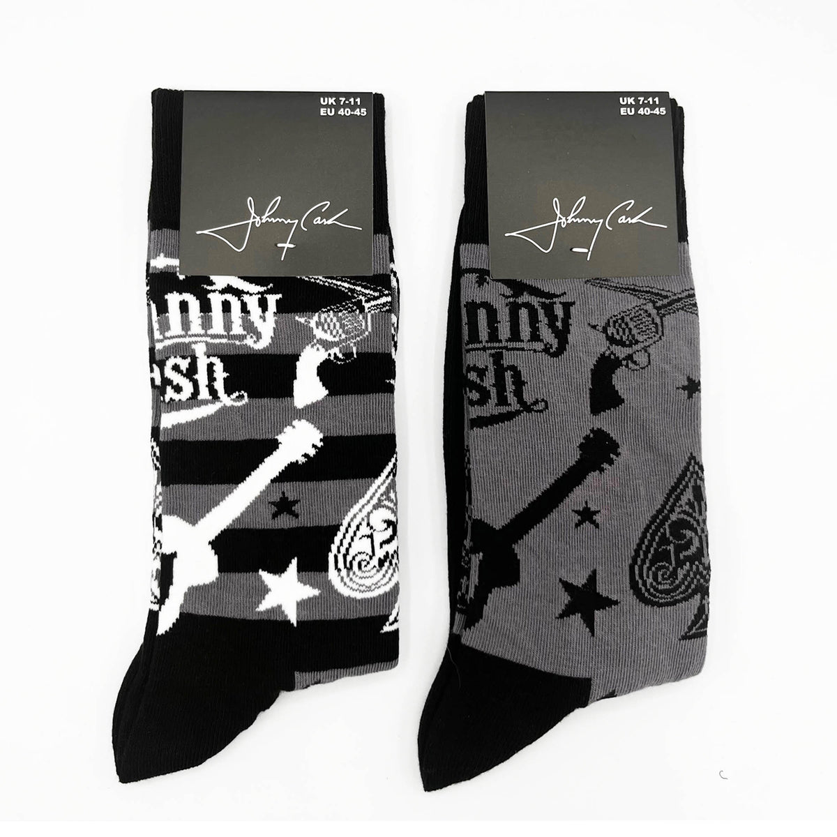Johnny Cash Socks Set - 2 pack - Adult UK 7-11 (EU 41-46, US 8-12 ...