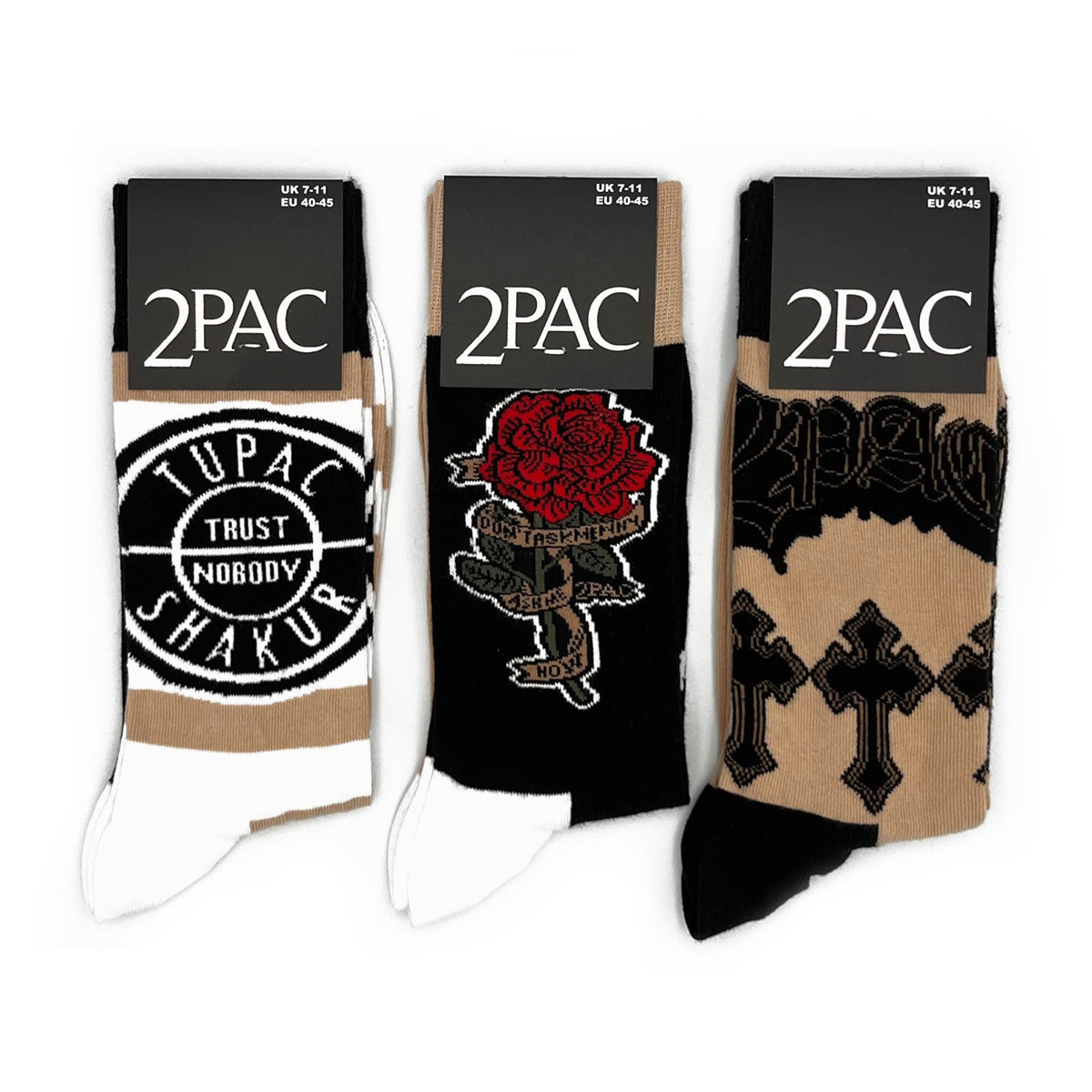 Tupac Socks 3 Pack - Adult UK 7-11 (EU 41-46, US 8-12) – HeyRusty